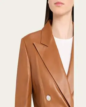 Ralph Lauren Camden Leather Double-breasted Jacket - Brown