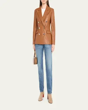 Ralph Lauren Camden Leather Double-breasted Jacket - Brown