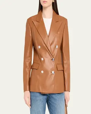 Ralph Lauren Camden Leather Double-breasted Jacket - Brown