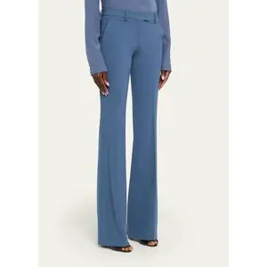 Michael Kors Haylee Flare-leg Stretch Wool Trousers - Amethyst