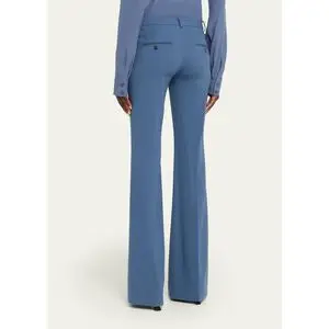 Michael Kors Haylee Flare-leg Stretch Wool Trousers - Amethyst