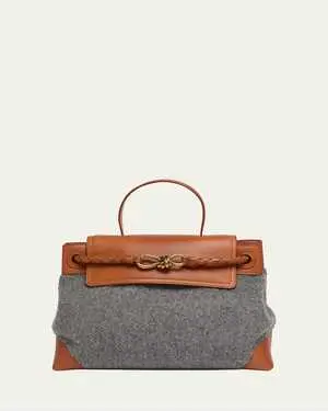 Bottega Veneta Medium Felt & Leather Top-handle Bag