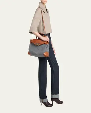 Bottega Veneta Medium Felt & Leather Top-handle Bag