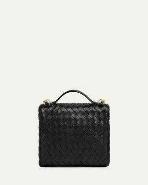 Bottega Veneta Small Vanity Intrecciato Leather Crossbody Bag - Black