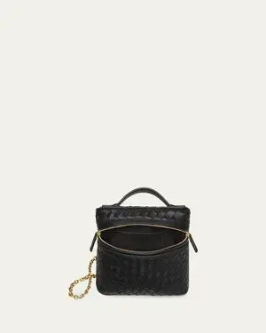 Bottega Veneta Small Vanity Intrecciato Leather Crossbody Bag - Black