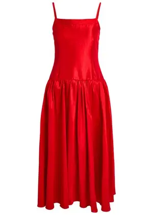 SISTER JANE Quartet Taffeta Midi Dress - Red