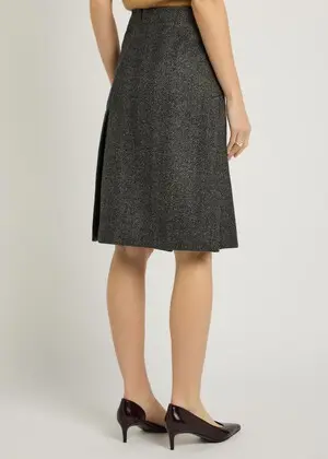 Stella McCartney Herringbone Wool Knee-length A-line Skirt