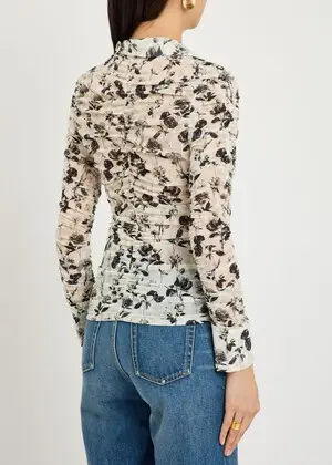 Alice + Olivia Portia Ruched Mesh Shirt - Multicoloured