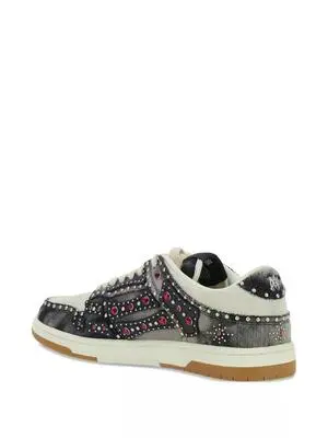 Amiri Studded Bone Appliqué Low Top Sneakers - Grey