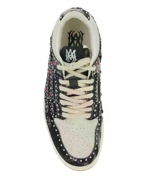 Amiri Studded Bone Appliqué Low Top Sneakers - Grey