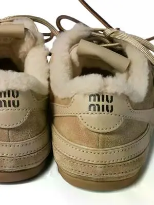 Miu Miu Gymnasium Suede And Shearling Sneakers
