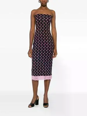 MARINE SERRE Moon-print Lace-trim Midi Dress