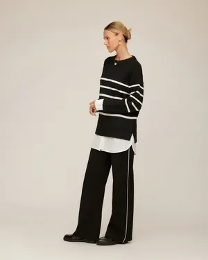 Karen Kane Contrast Piped Wide Leg Pants