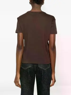 Max Mara Logo Embroidered T-shirt - Brown