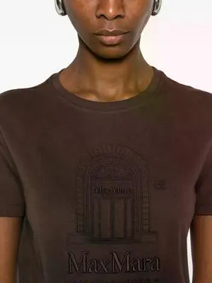 Max Mara Logo Embroidered T-shirt - Brown