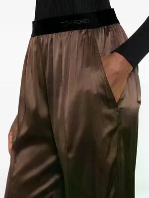 TOM FORD Logo-embroidered Trousers - Brown