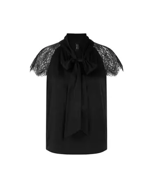 MARC CAIN Silk Blouse With Bow Detail