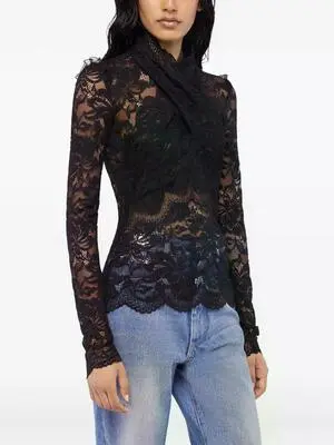 Rabanne Lace Long-sleeve Blouse - Black