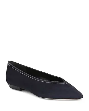 Veronica Beard Bancroft Pointed Toe Flats - Navy