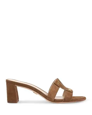 Veronica Beard Via Studded Slide Sandals - Chestnut
