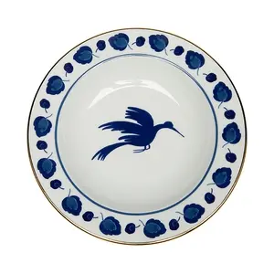 La DoubleJ Wildbird Soup Plate, Set Of 2 - Wildbird Blue