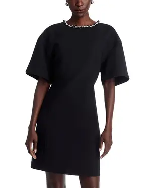 Lafayette 148 New York Detachable Crystal Necklace Dress - Black