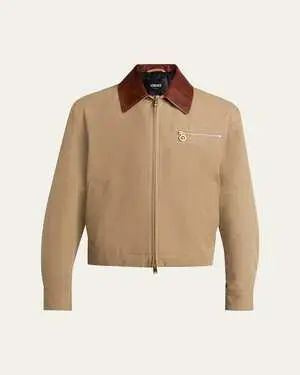 Versace Leather Collar Blouson Jacket - Warm Beige