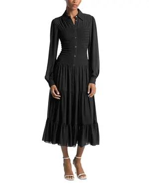 Michael Kors Smocked Shirtdress - Black