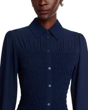 Michael Kors Smocked Shirtdress - Midnight Blue