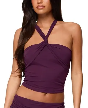 EDIKTED Knotted Backless Mesh Top