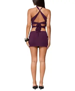 EDIKTED Knotted Backless Mesh Top