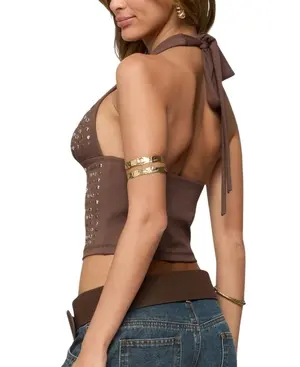 EDIKTED Stud And Grommet Halter Top