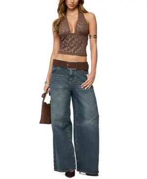 EDIKTED Stud And Grommet Halter Top