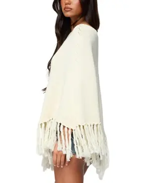 EDIKTED Fringe Knit Poncho