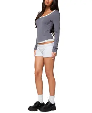 EDIKTED Orella Contrast Layered Long Sleeve Top