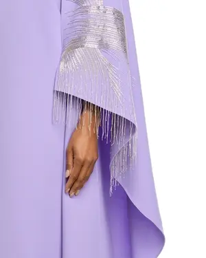 Oscar De La Renta Long Sleeve Cape Gown