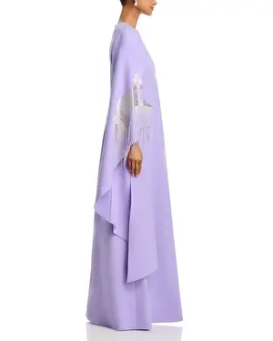 Oscar De La Renta Long Sleeve Cape Gown