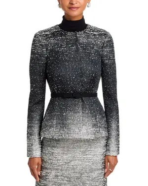 Oscar De La Renta Ombre Boucle Jacquard Jacket