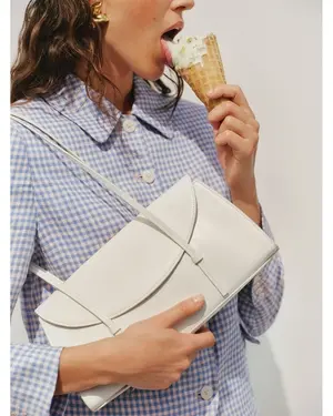 REFORMATION Elena Leather Shoulder Bag - White