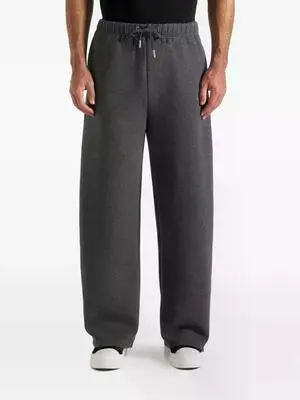 Manière De Voir Logo-embroidered Charcoal Wide-leg Track Pants