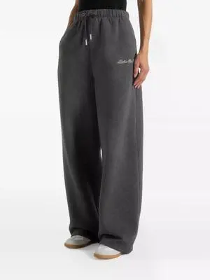 Manière De Voir Logo-embroidered Charcoal Wide-leg Track Pants