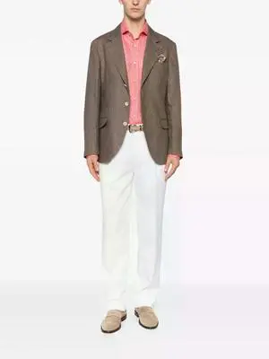 Brunello Cucinelli Button-up Linen Blazer - Brown