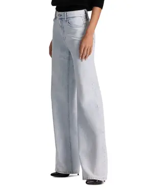 Alice + Olivia High-rise Wide-leg Jeans - Dark Light Indigo