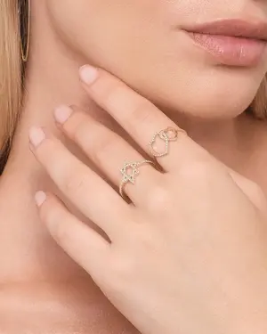 Lana Jewelry Double Heart Diamond Ring - Gold