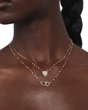 Lana Jewelry 14k Yellow Diamond Double Heart Pendant Necklace, 18 - Gold