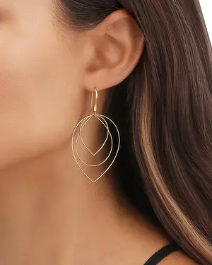 Lana Jewelry 14k Yellow Three Tier Multi Shape Drop Earrings - Gold