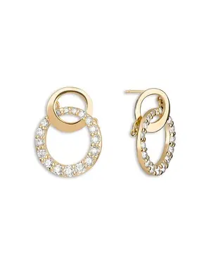 Lana Jewelry 14k Yellow Diamond Double Circle Drop Earrings - Gold