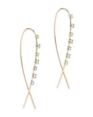 Lana Jewelry 14k Yellow Diamond Upside Down Hoop Threader Earrings - Gold