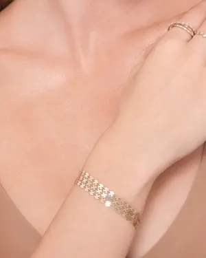 Lana Jewelry Laser Chainmail Triple Row Bracelet - Gold