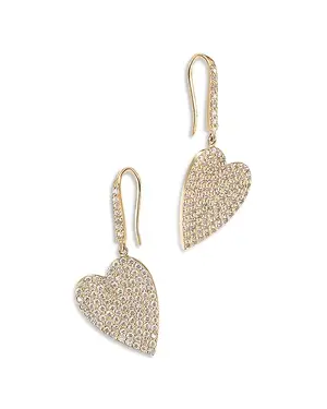 Lana Jewelry 14k Yellow Diamond Heart Dangle Drop Earrings - Gold